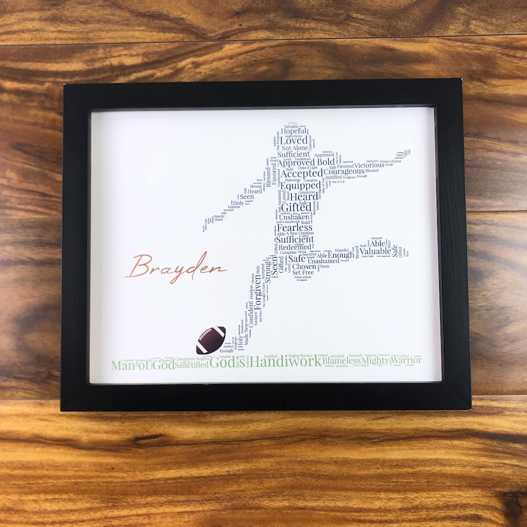 Football Kicker Word Art, Christian Athlete Wall Art, Personalized ...