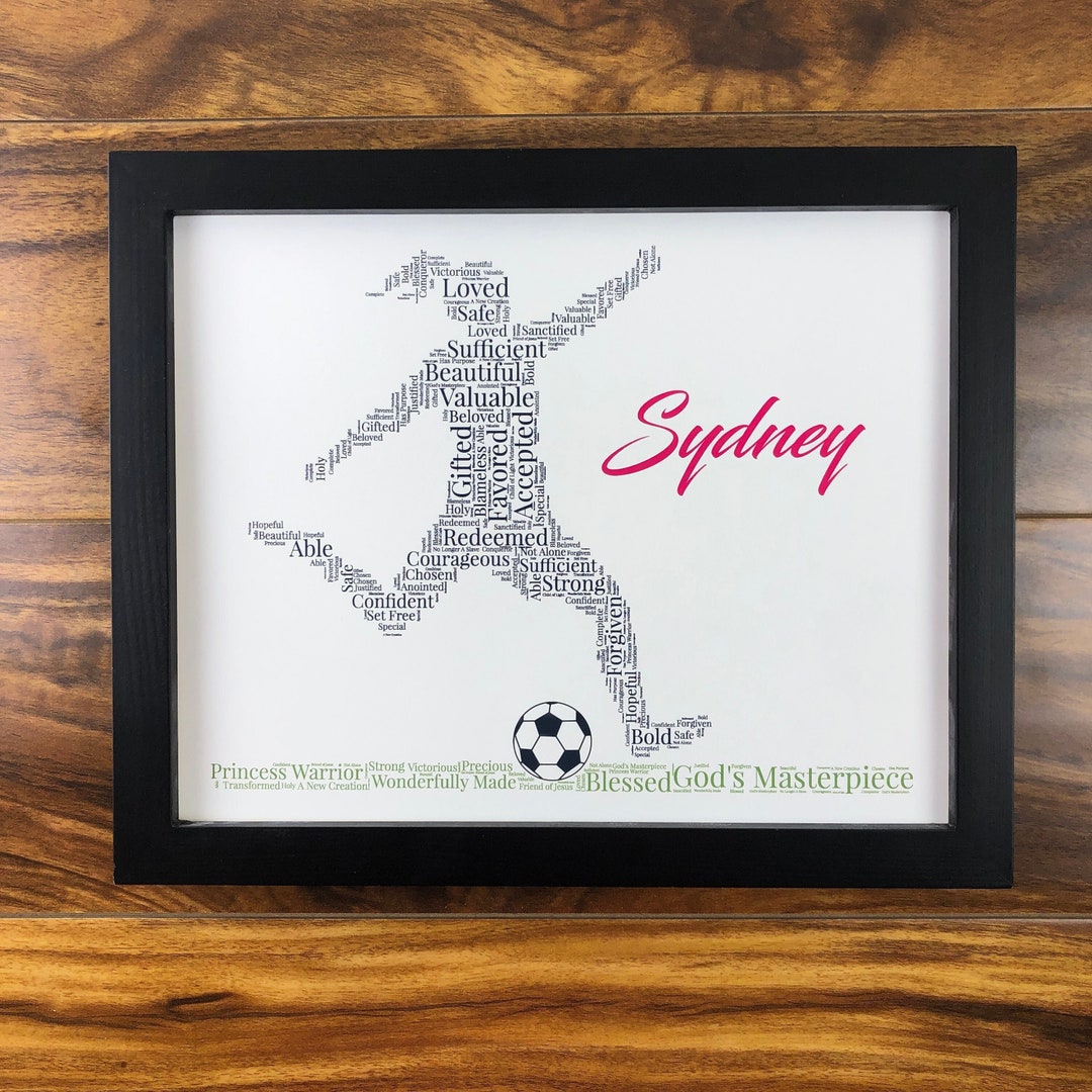 Personalized Female Soccer Player Word Art, Christian Athlete Gift - Etsy