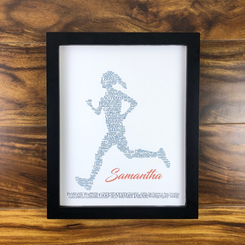 Female Runner Word Art, Christian Athlete Print, Runner Gifts for Women ...