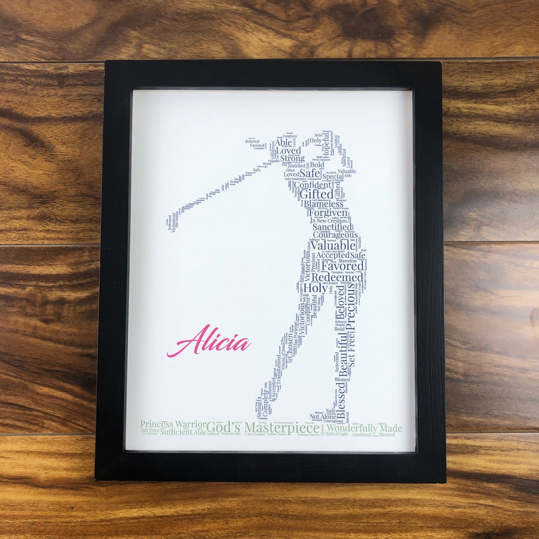 Female Golfer Word Art, Personalized Christian Athlete Print, Golfer ...
