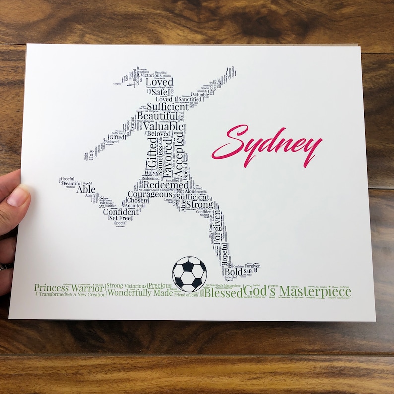 Female Soccer Player Word Art Personalized Christian Athlete - Etsy