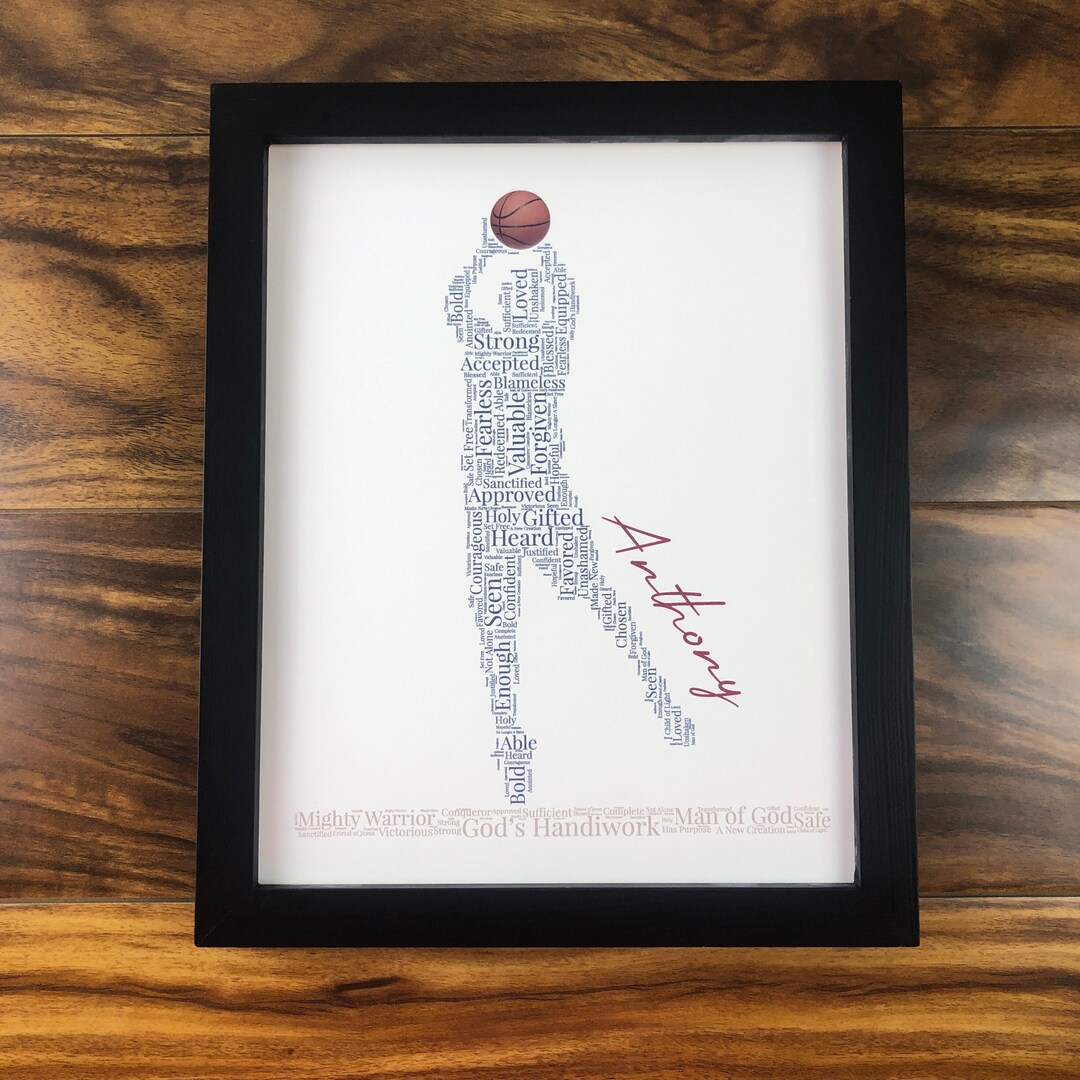 Male Basketball Player Word Art, Personalized Christian Athlete Sign ...