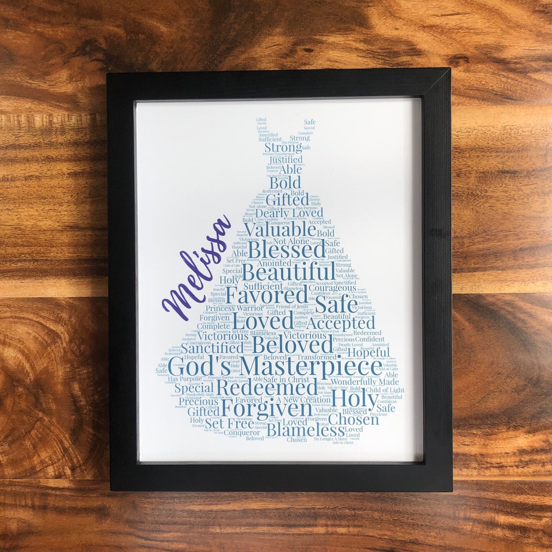 Personalized God’s Masterpiece Word Art Print, Christian Gift for Women ...