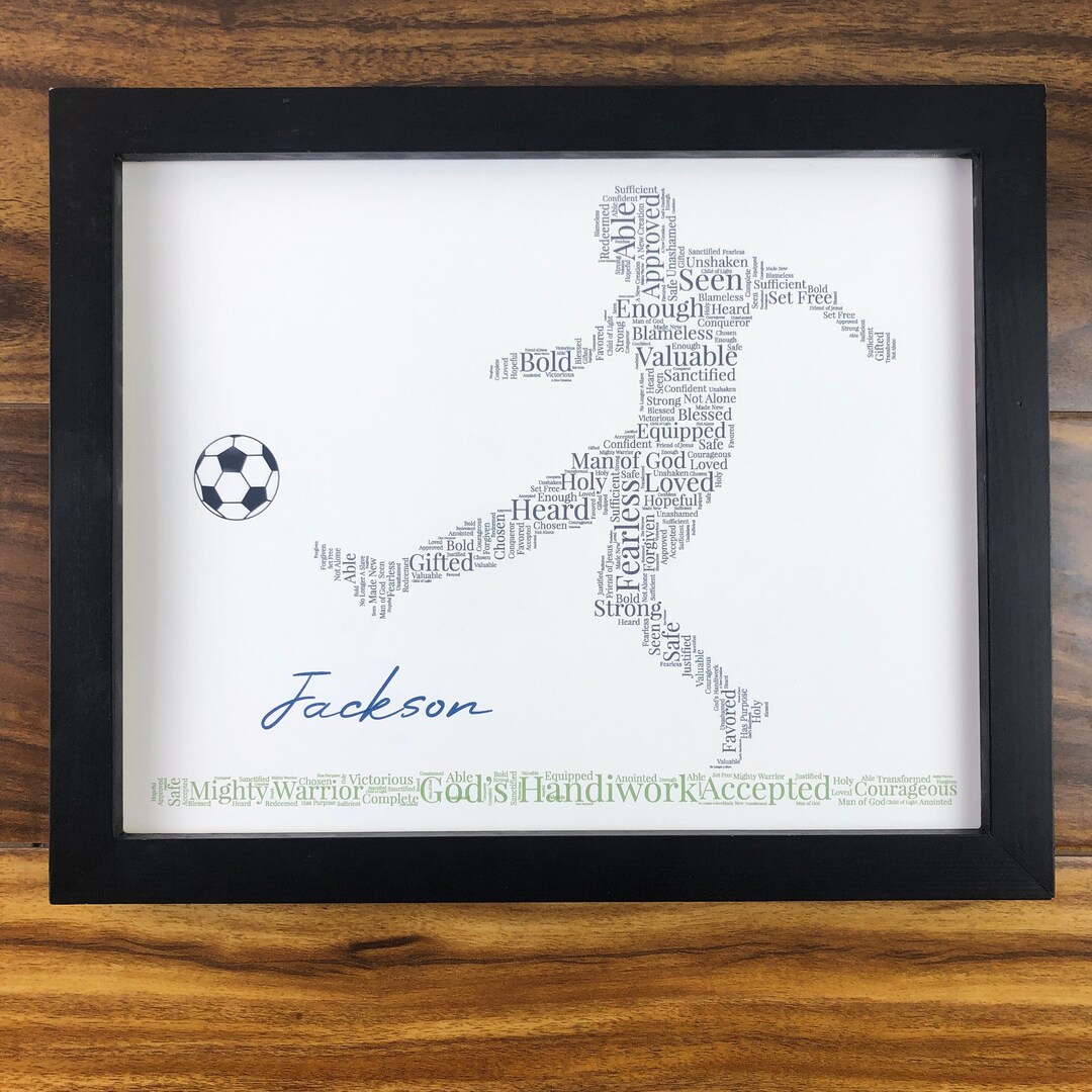 Soccer Player Word Art, Personalized Christian Athlete Print, Soccer ...