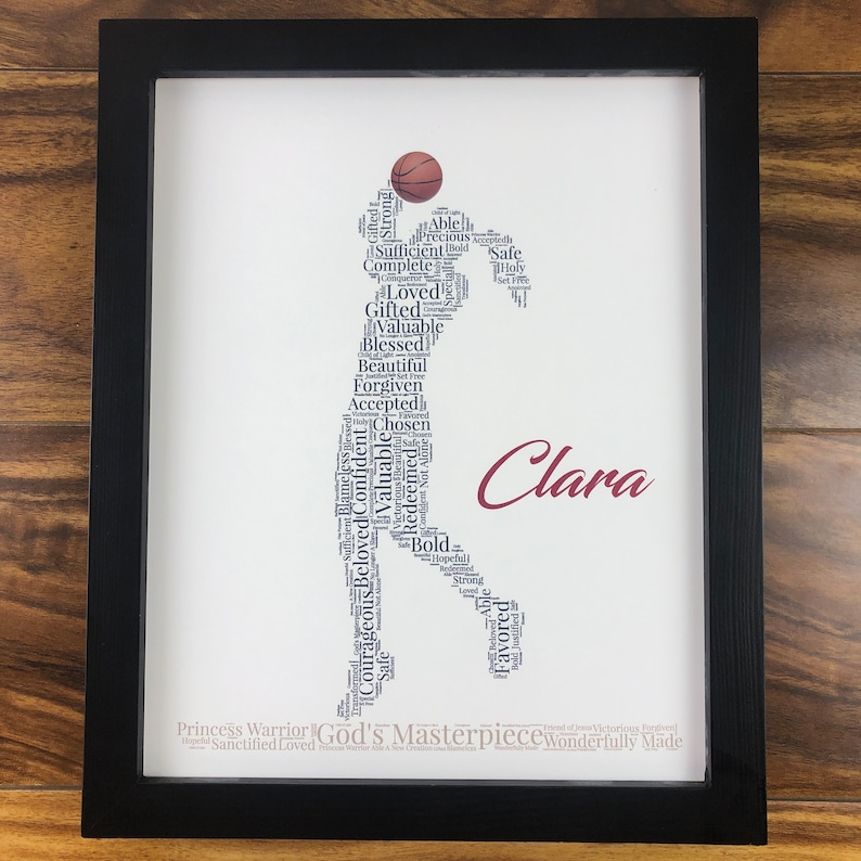 Female Basketball Player Word Art, Personalized Christian Athlete Print ...