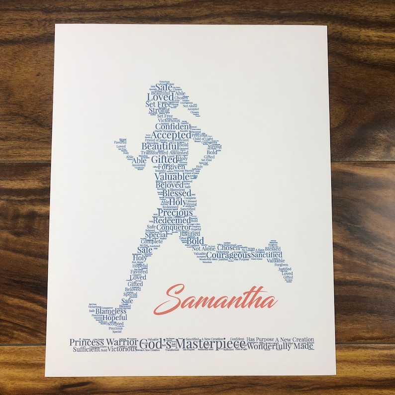 Female Runner Word Art, Christian Athlete Print, Runner Gifts for Women ...