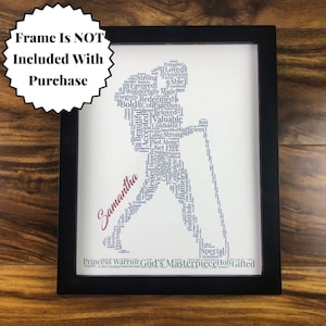 Female Hiker Word Art, Personalized Hiker Gift, Inspirational Outdoors ...