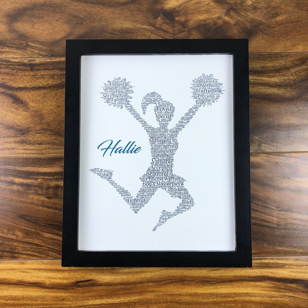 Cheerleader Word Art, Personalized Christian Athlete Print, Cheer Squad ...