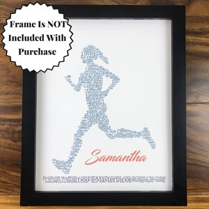 Female Runner Word Art, Christian Athlete Print, Runner Gifts for Women ...