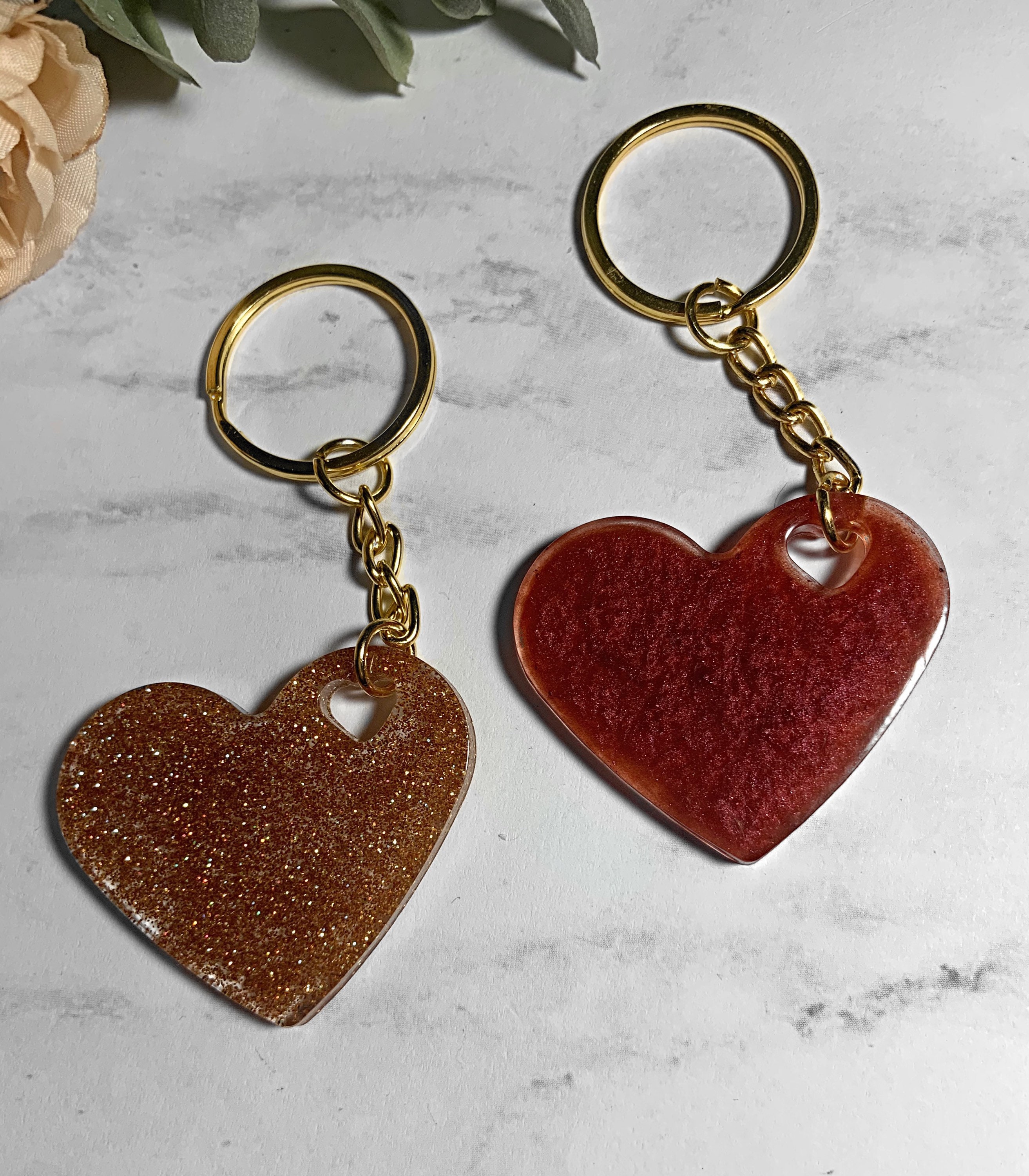 Custom resin heart keychains | Etsy