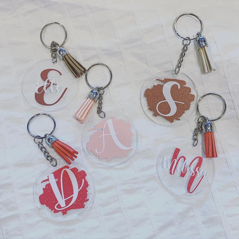 Personalised Acrylic Keyrings. Initial Keyring/ Named Keyring/ Birthday ...