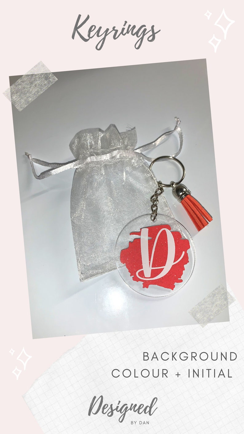 Personalised Acrylic Keyrings. Initial Keyring/ Named Keyring/ Birthday ...