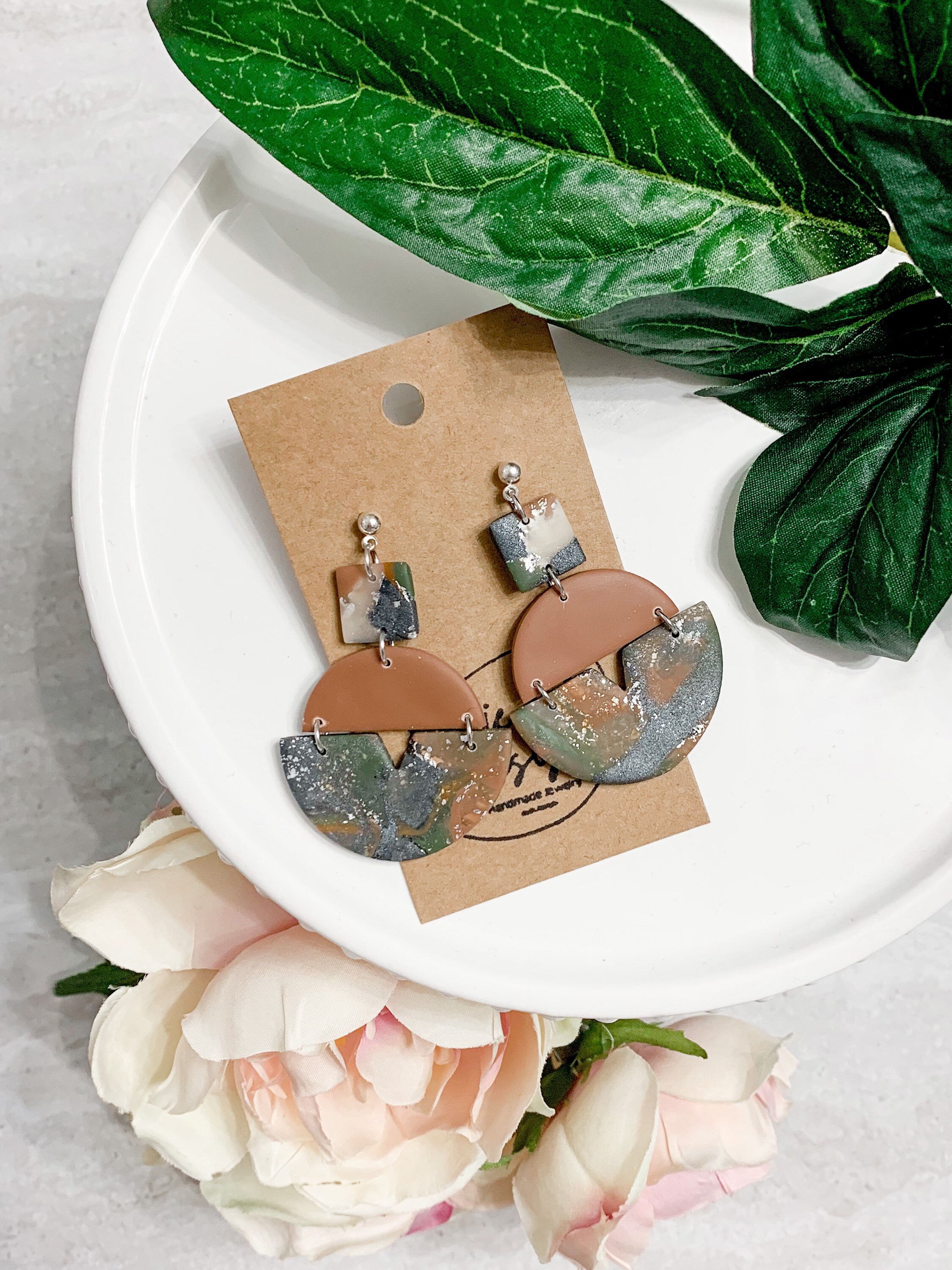 Natural Boho Clay Earrings Earth Collection Every Day Etsy