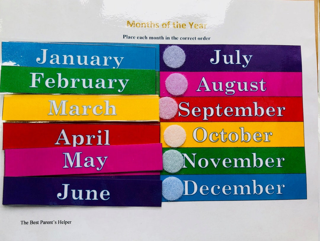 Download Months of the Year Numbers 1-12 Toddler English - Etsy