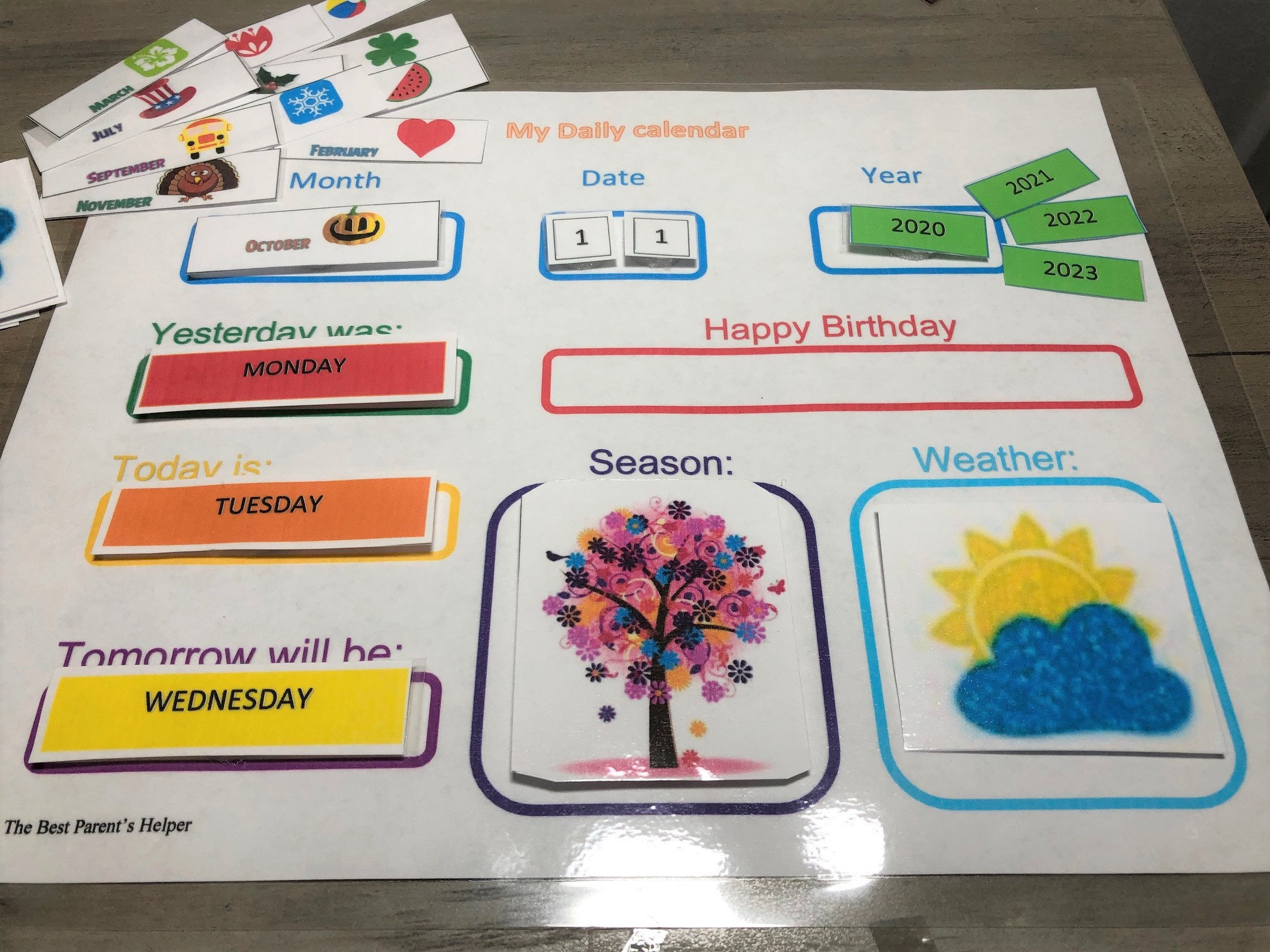 Printable Daily Calendar Montessori Preschool Classroom Educational ...