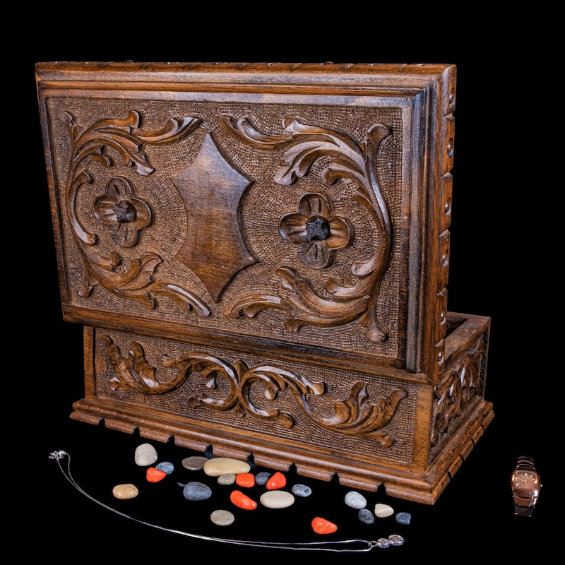 Hidden Key Carved Box - Etsy