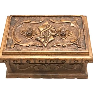 Treble Clef Music Note Secret Locking Jewelry Box With Hidden Lock and ...