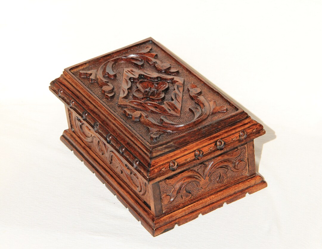 Jewelry Box With Secret Locking System and Hand Carved Accents. No Key ...