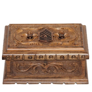 Military Gift Box With Hand Carved Military Rank. Locking Medal Storage ...