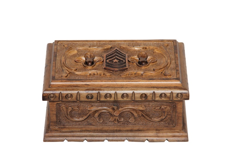 Military Gift Box With Hand Carved Military Rank. Locking Medal Storage ...