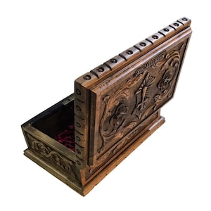 Large Personalized Wooden Box With Hand Carved Christian Cross and ...