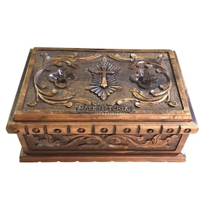 Large Personalized Wooden Box With Hand Carved Christian Cross and ...