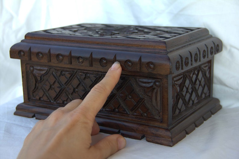 Secret 2 Combination Puzzle Box or Jewelry Box is Hand Carved by a ...