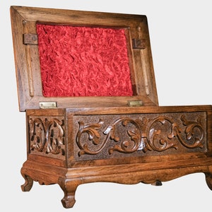 Hand Carved American Eagle Secret Locking Wooden Box - Red Velvet ...