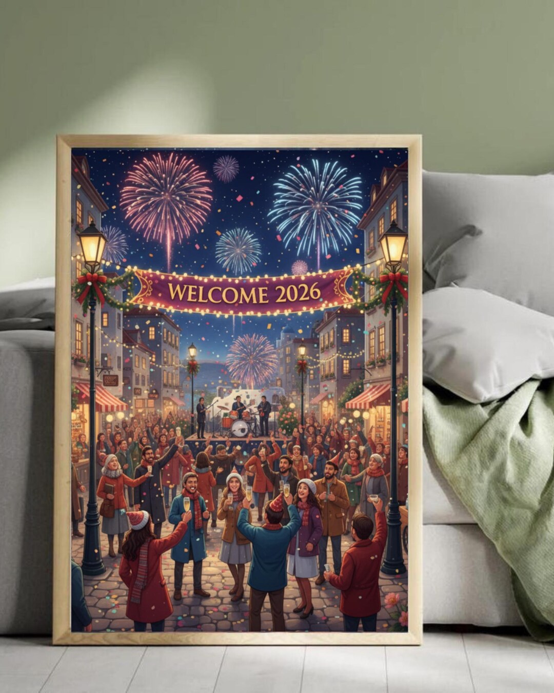 Welcome 2026 Happy New Year Print, Fireworks Wall Art, New Year’s Eve ...