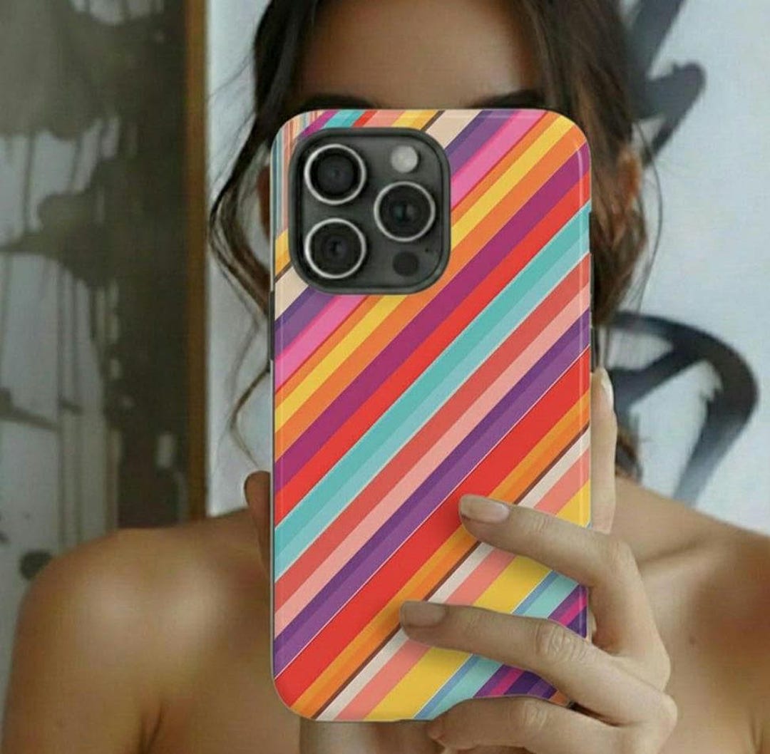 Colorful Rainbow Diagonal Stripe Phone Case | Vibrant iPhone Samsung ...