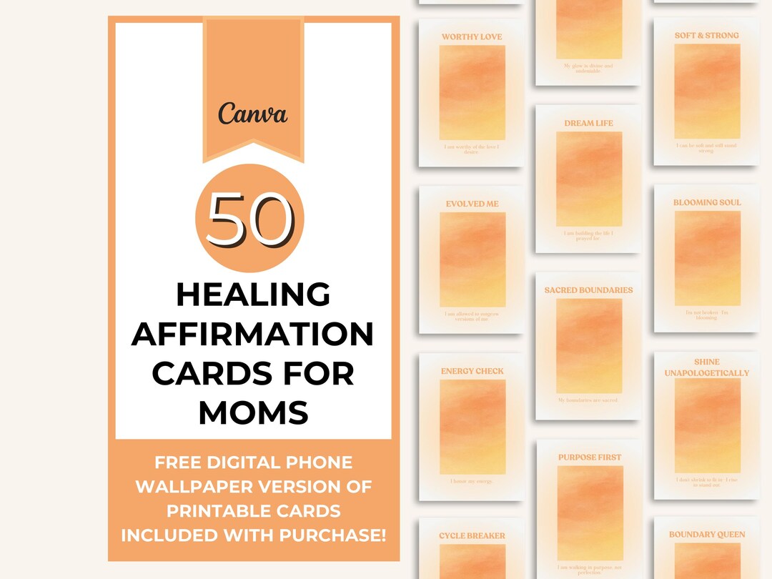 Sunset Glow Affirmation Cards – 50 Printable Self-love & Growth Mantras ...