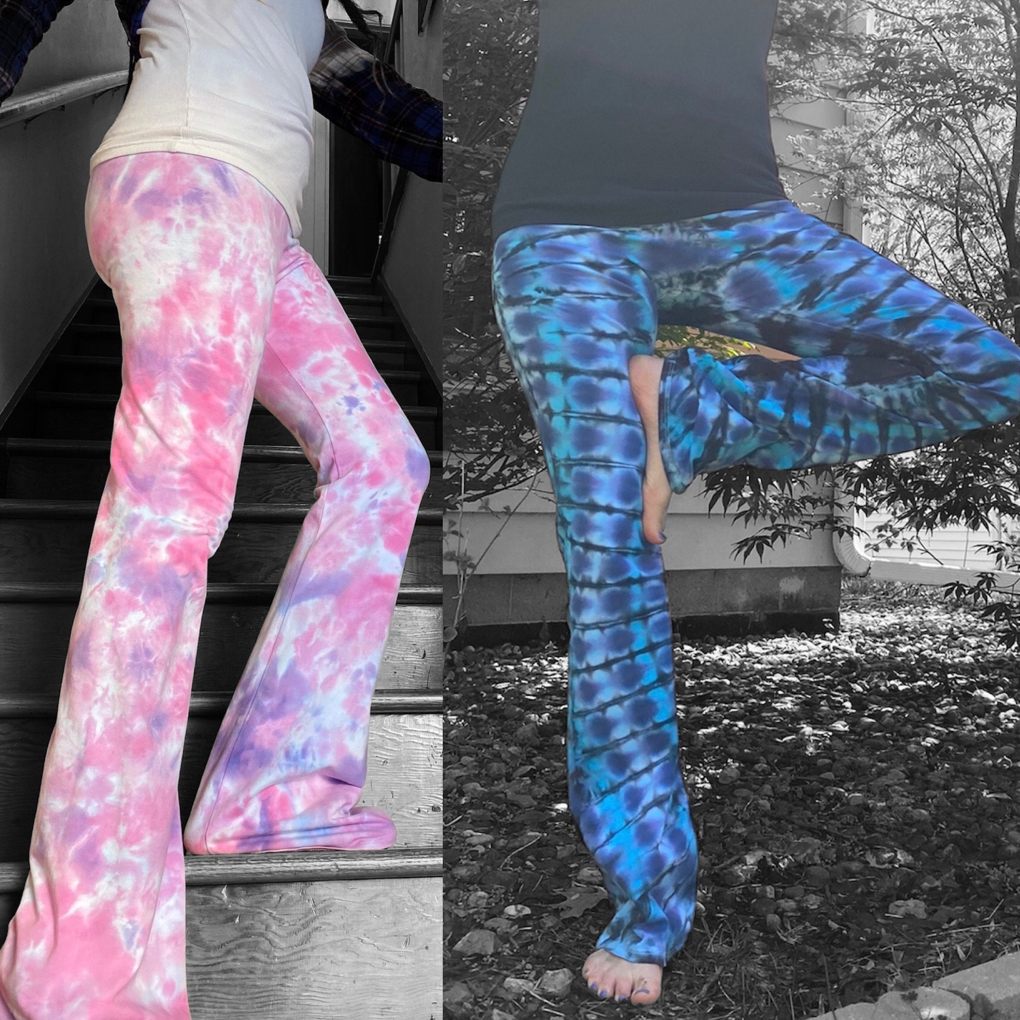 Custom Tie Dye Bell Bottom Yoga Pants: Organic Cotton High Waist - Etsy