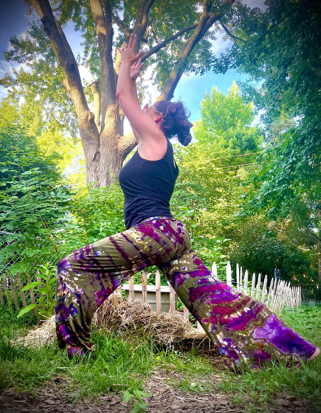 M Green and Purple Tie Dye Palazzo Pants- Size- Culotte-yoga Band ...