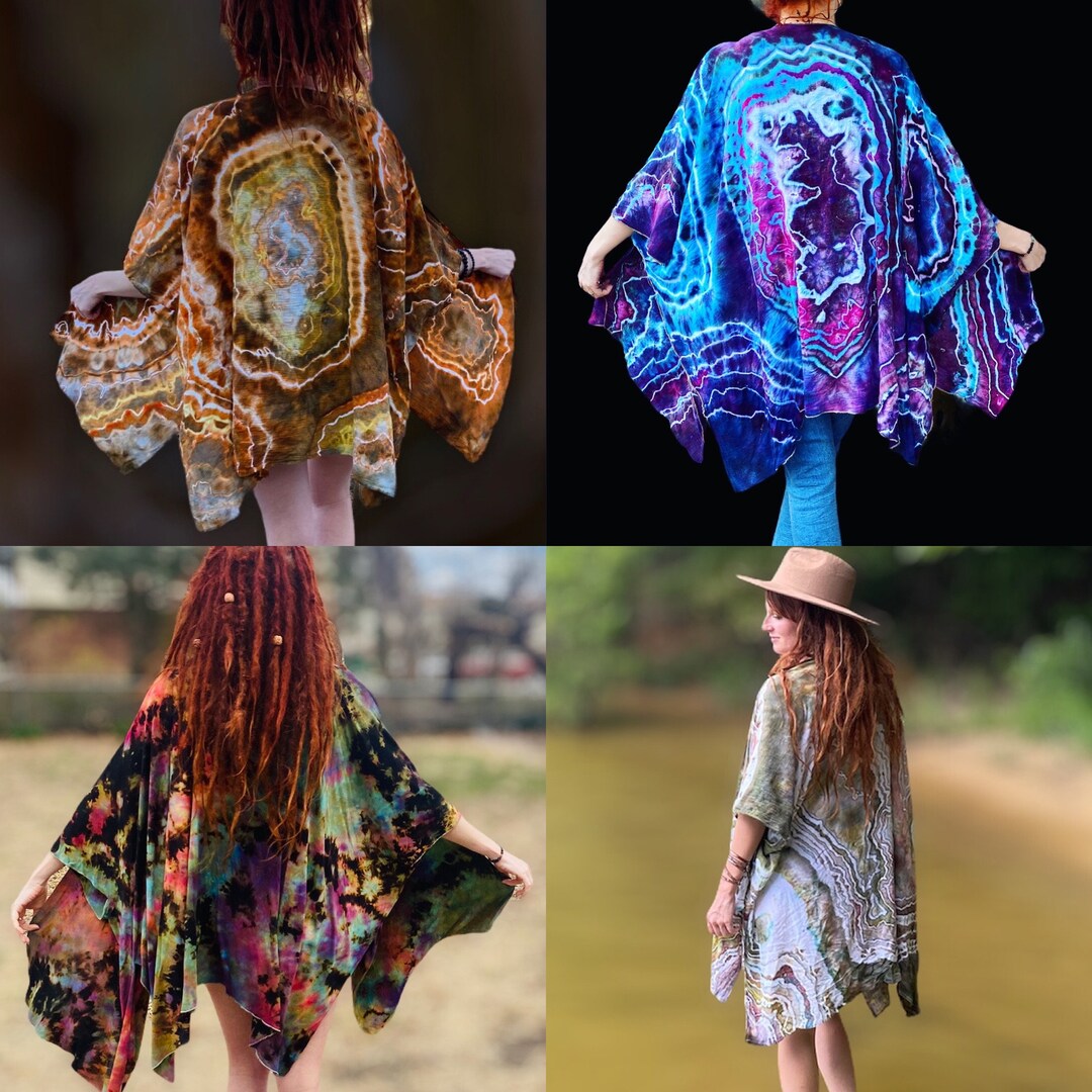 Custom Geode Tie Dye Kimono (x-long)-cardigan-duster-caftan-swimsuit ...