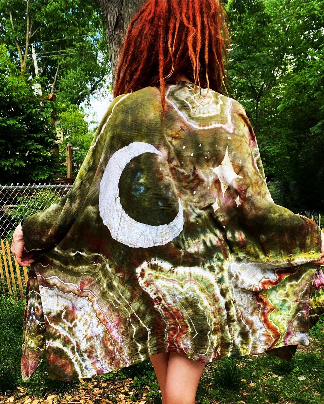 Earthy Geode Tie Dye Kimono Batik Moon Caftan witch Robe swimsuit ...