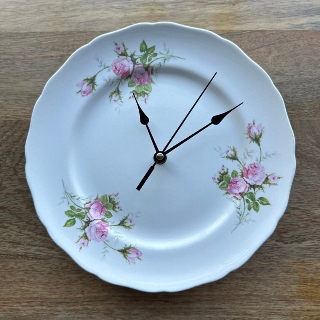 Lenox Canonburg the Hallmark Pink Rose Plate Clock Upcycled - Etsy