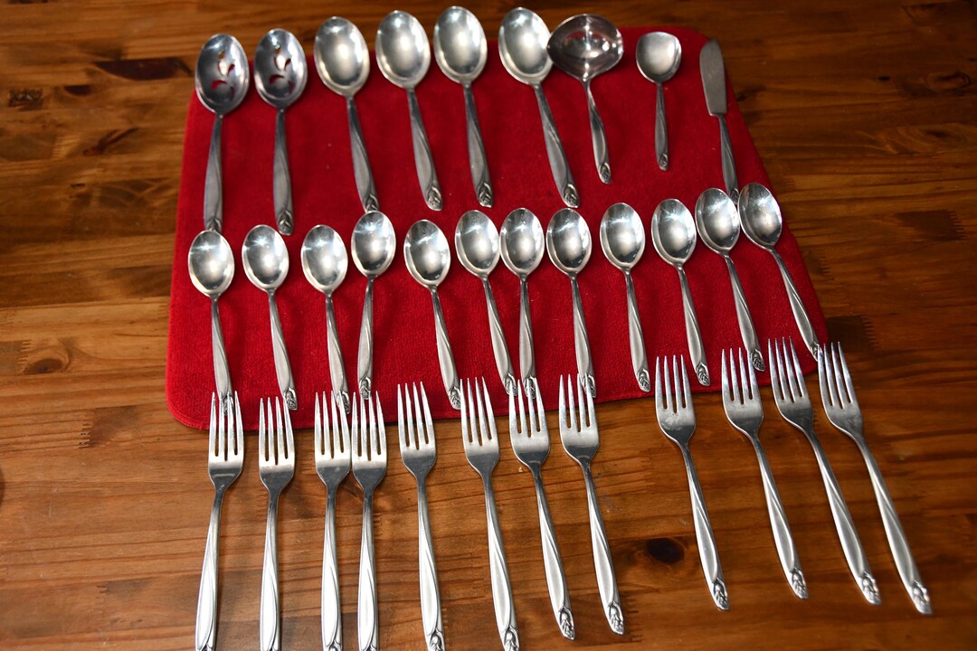 Vintage International Deep Silver Rose 33 Pieces Silverware - Etsy