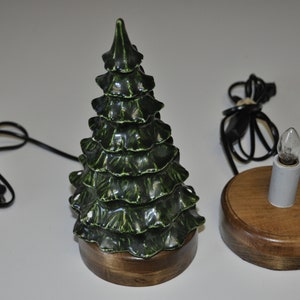 Small Ceramic Christmas Tree Wood Base - Etsy
