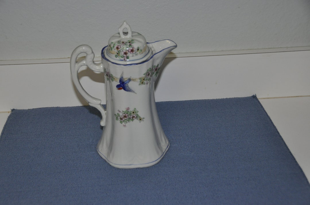 Pretty Japanese Blue Bird Chocolate Pot - Etsy