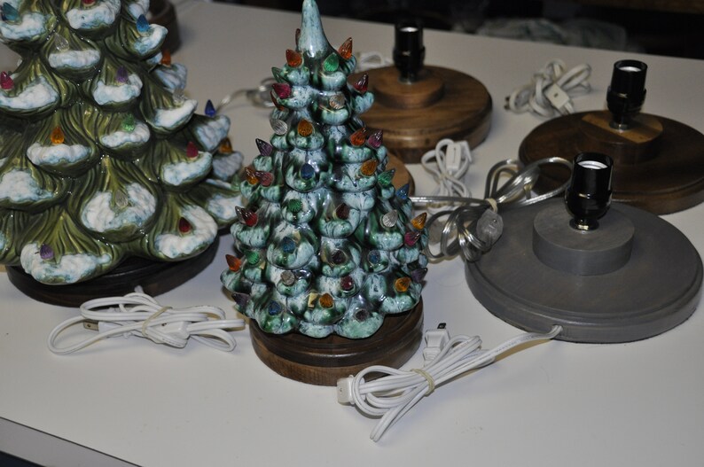 Wood Ceramic Christmas Tree Base With Light | Etsy