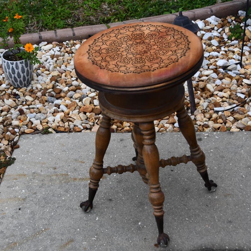 Antique Piano Stool - Etsy