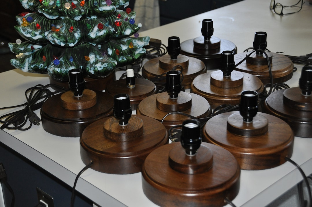 Wood Ceramic Christmas Tree Base With Light - Etsy