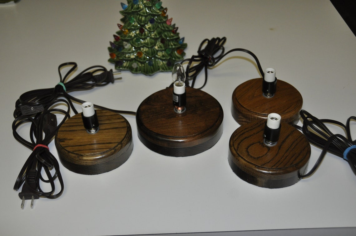 Small Ceramic Christmas Tree Wood Base | Etsy