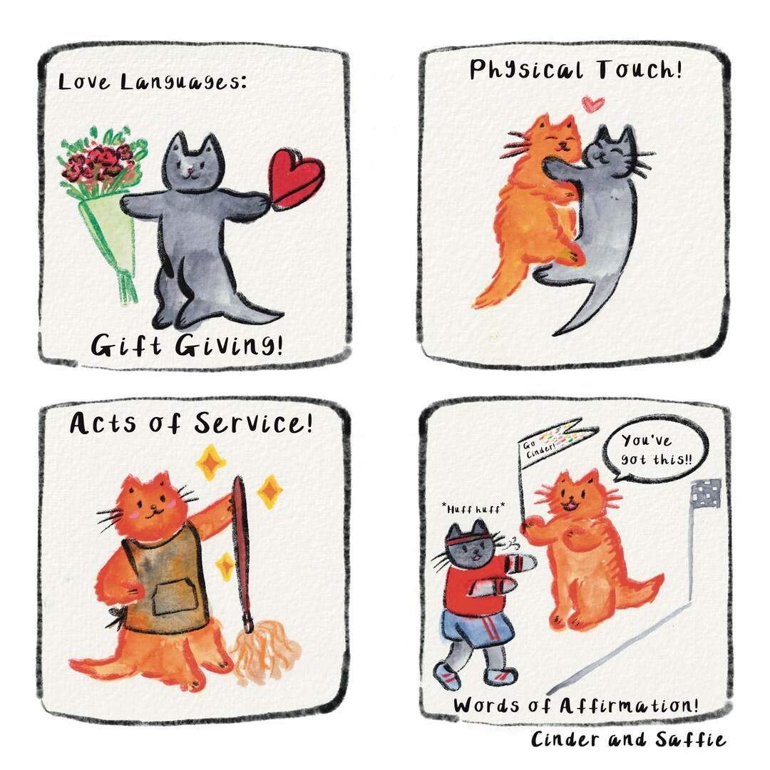 Love Languages Comic Print 6x6 Inch Cinder and Saffie - Etsy