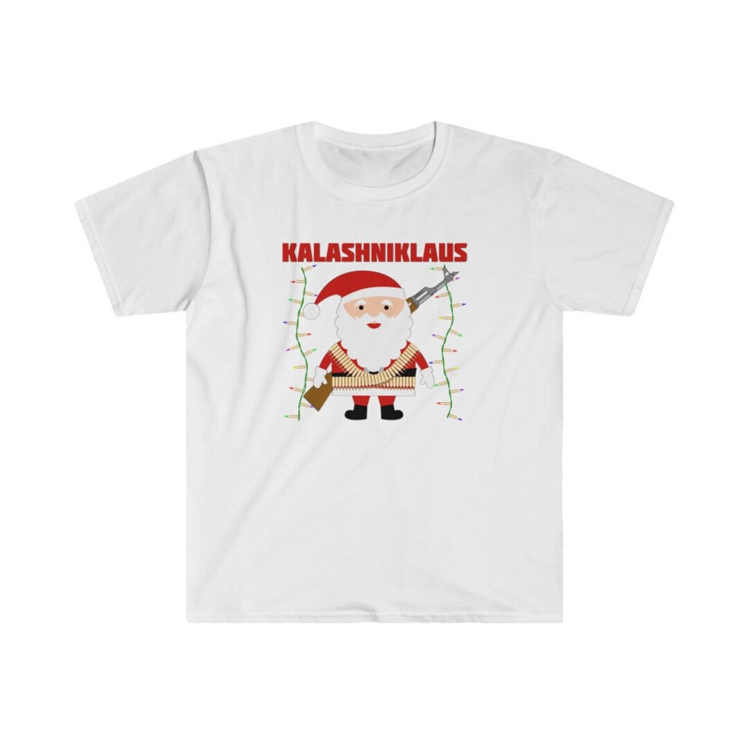 Funny 2nd Amendment Santa AK47 Softstyle T-shirt | Right to Bear Arms ...