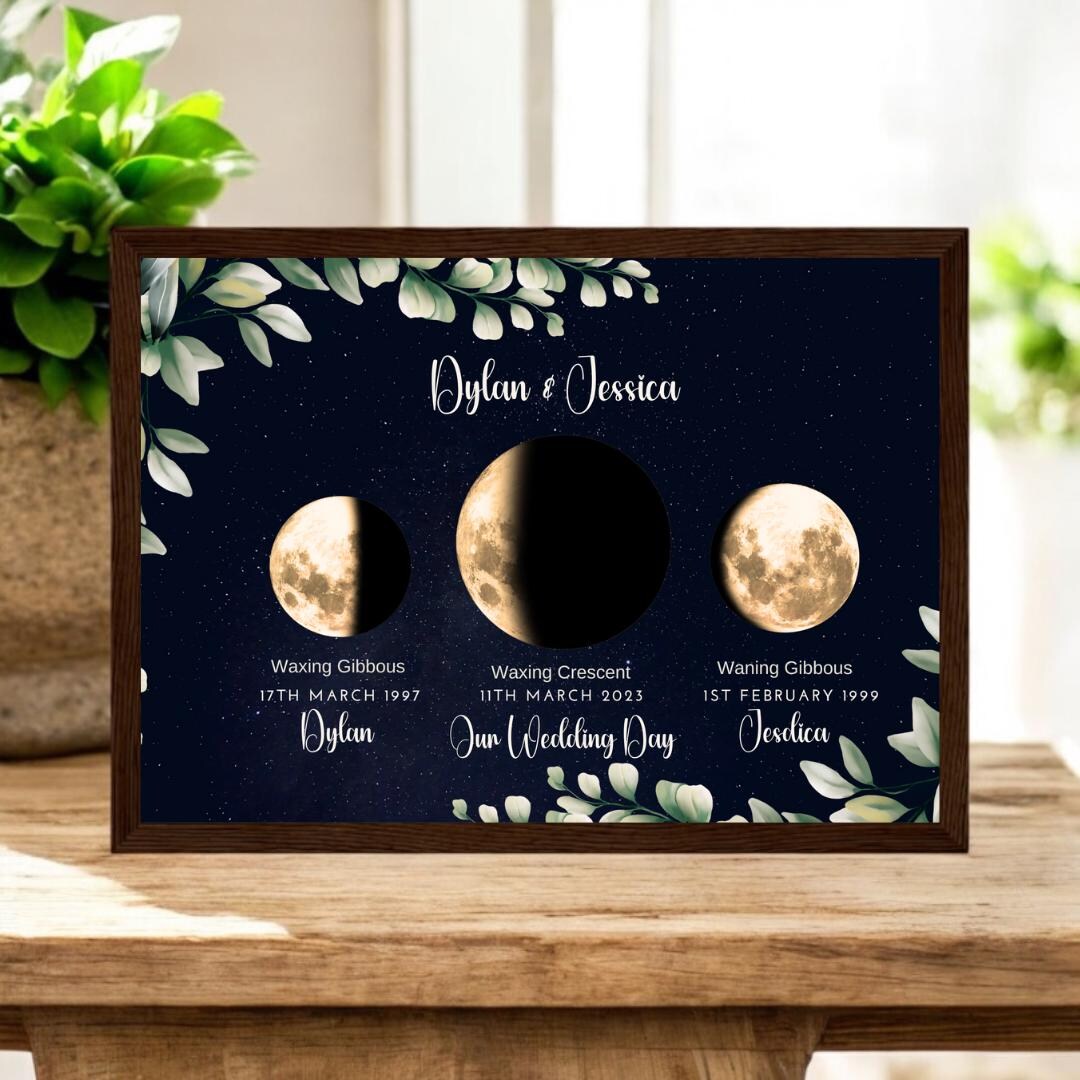 Customised Golden Moon Phase on a Stary Night - Gift for Couples ...