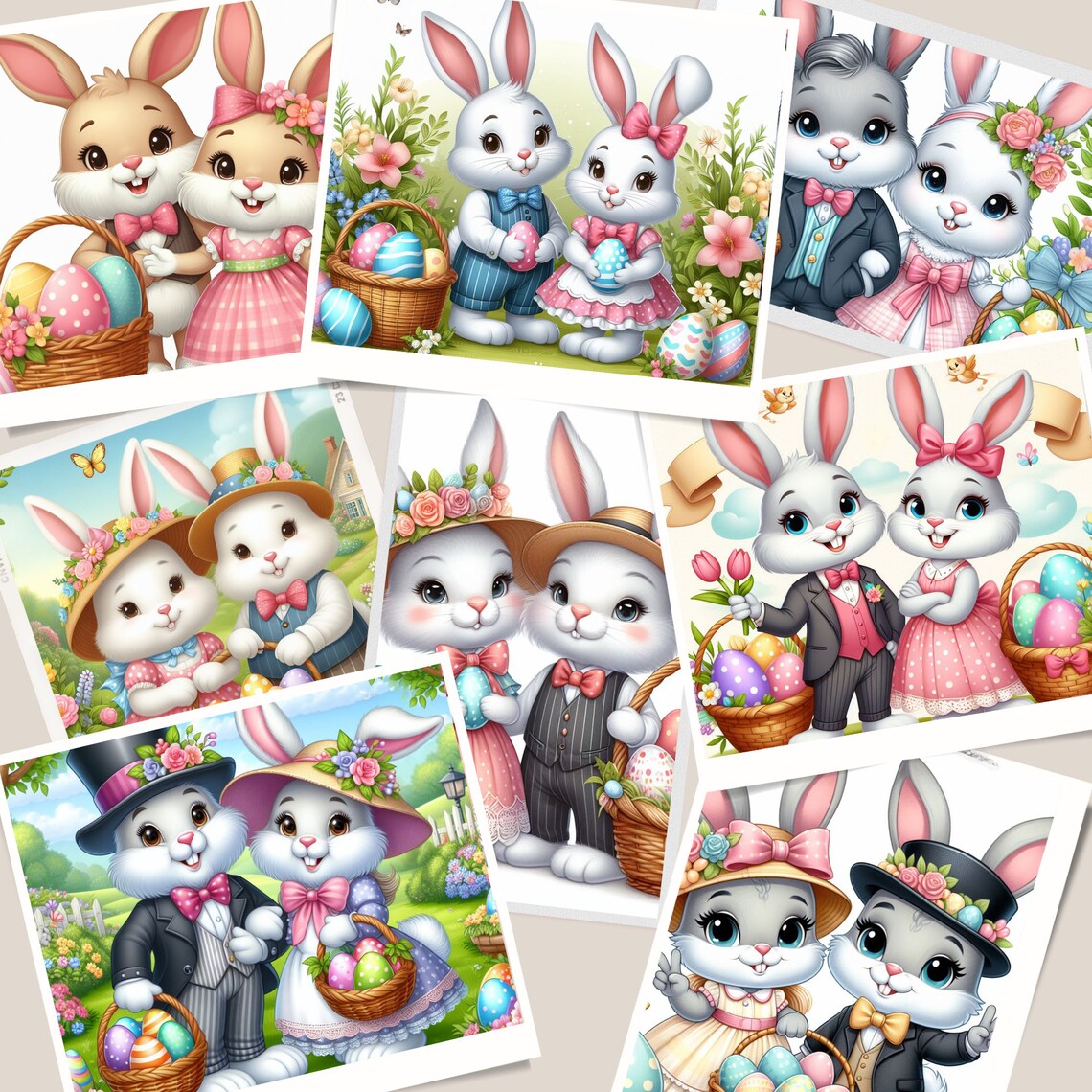 Mr & Mrs Easter Bunny Water Colour and Clipart Bundle 15 Images - Etsy