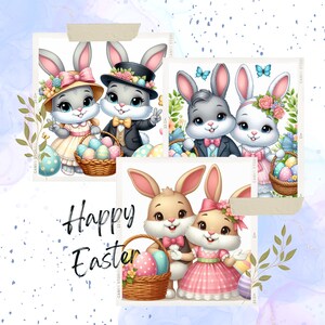 Mr & Mrs Easter Bunny Water Colour and Clipart Bundle 15 Images - Etsy