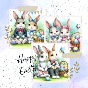Mr & Mrs Easter Bunny Water Colour and Clipart Bundle 15 Images - Etsy