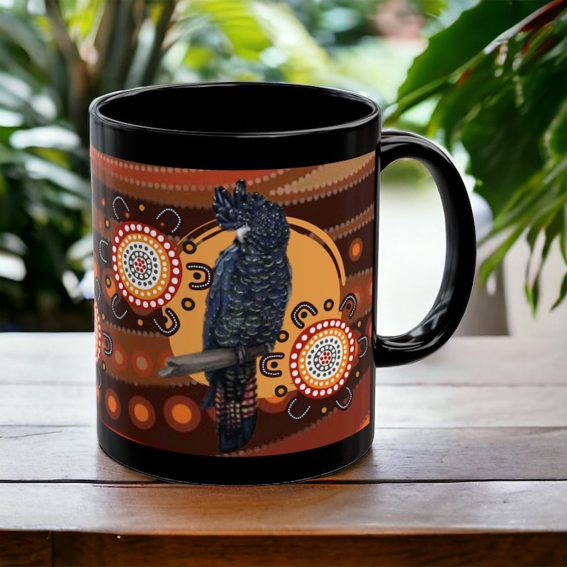 Black Cockatoo Aboriginal Design Mug - Etsy
